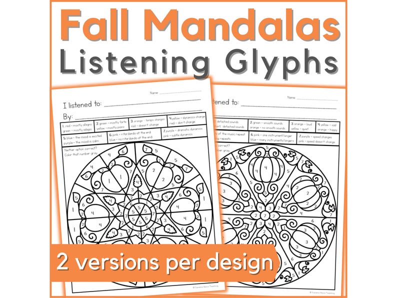 Fall Color by Music Listening Glyphs Worksheets - Music Appreciation ...