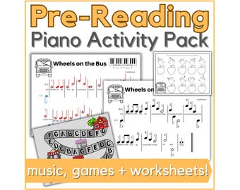 Wheels on the Bus Pre-reading Piano Lessons Printable Beginner Sheet ...