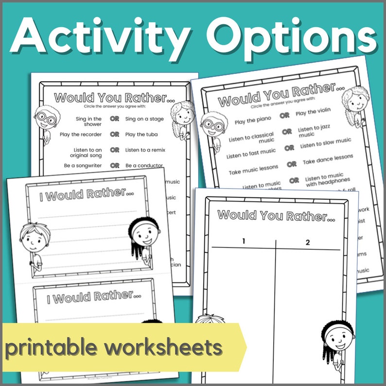 Would You Rather Music Game for Kids Printable & Digital This of That ...