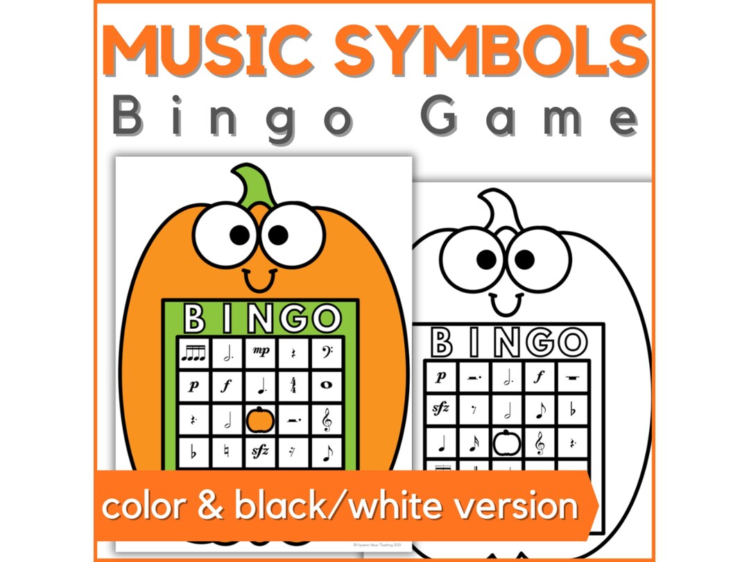Fall Music Bingo Game Cards- Printable Music Symbols Bingo Activity for ...