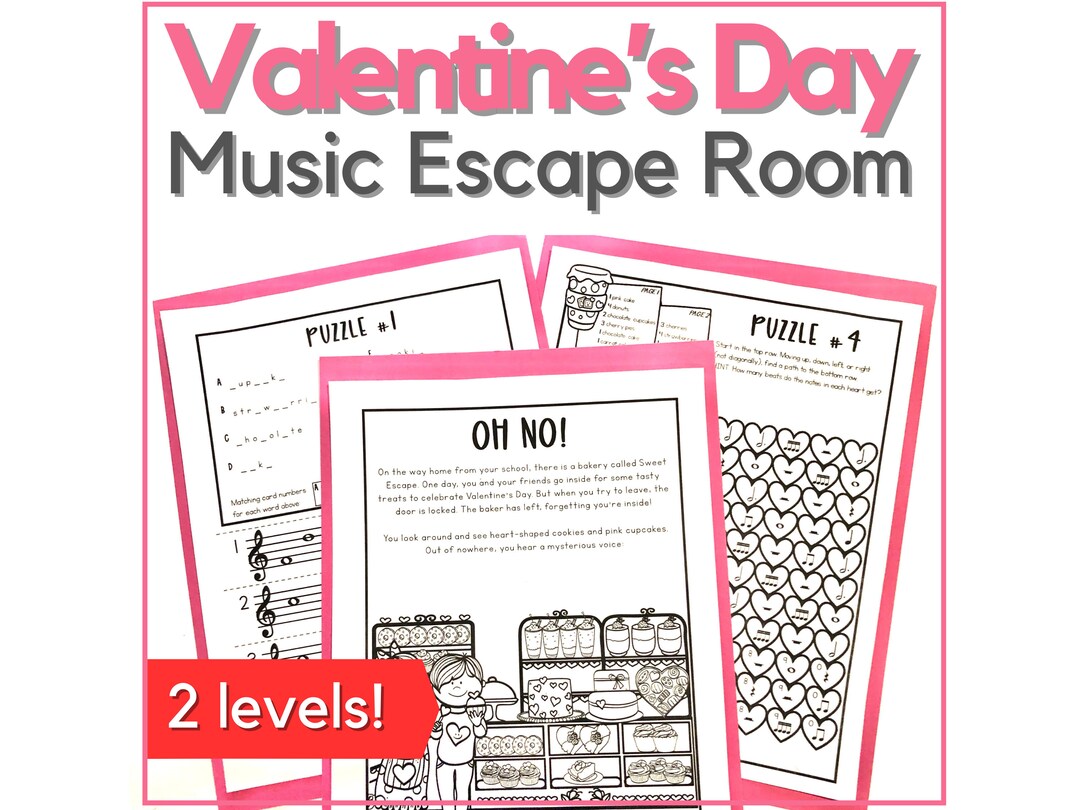 Valentine's Day Music Activity - Printable Music Escape Room Game for ...