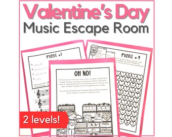 Valentine's Day Music Activity - Printable Music Escape Room Game for ...