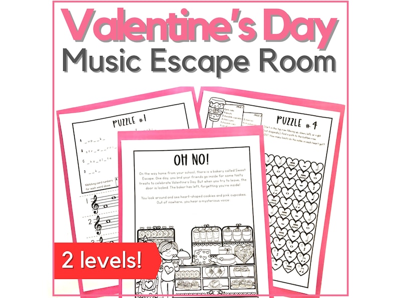 Valentine's Day Music Activity - Printable Music Escape Room Game for ...