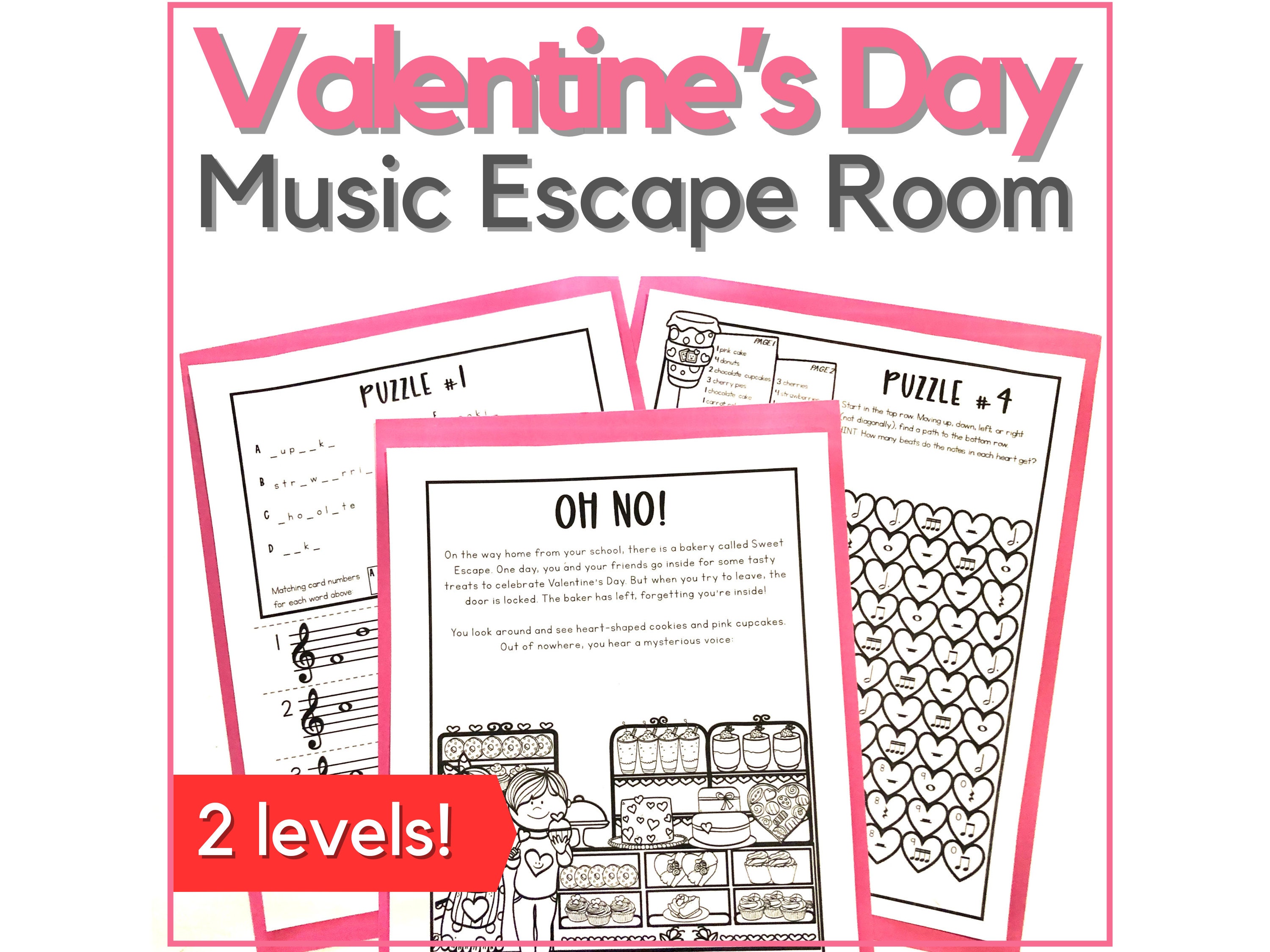 Valentine's Day Music Activity - Printable Music Escape Room Game for ...