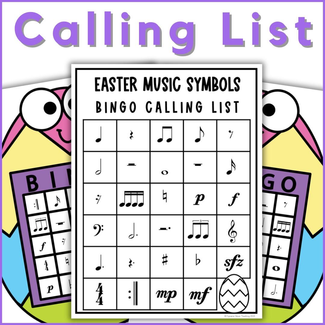 Easter Music Bingo Game - Printable Music Symbols Bingo Cards for ...