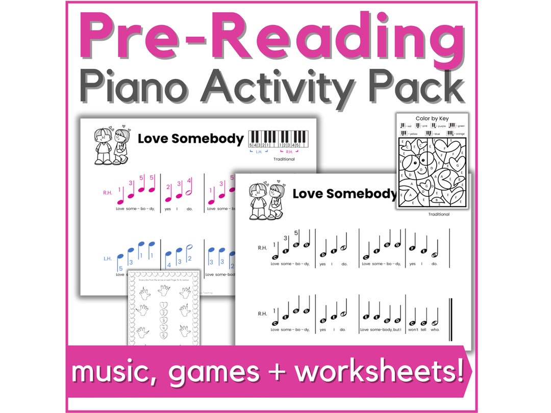 Valentine's Day Pre-reading Piano Lessons Pack - Beginner Piano Sheet ...