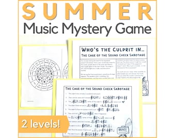 Summer Music Mystery Game - Printable Summer Music Activity for End of ...