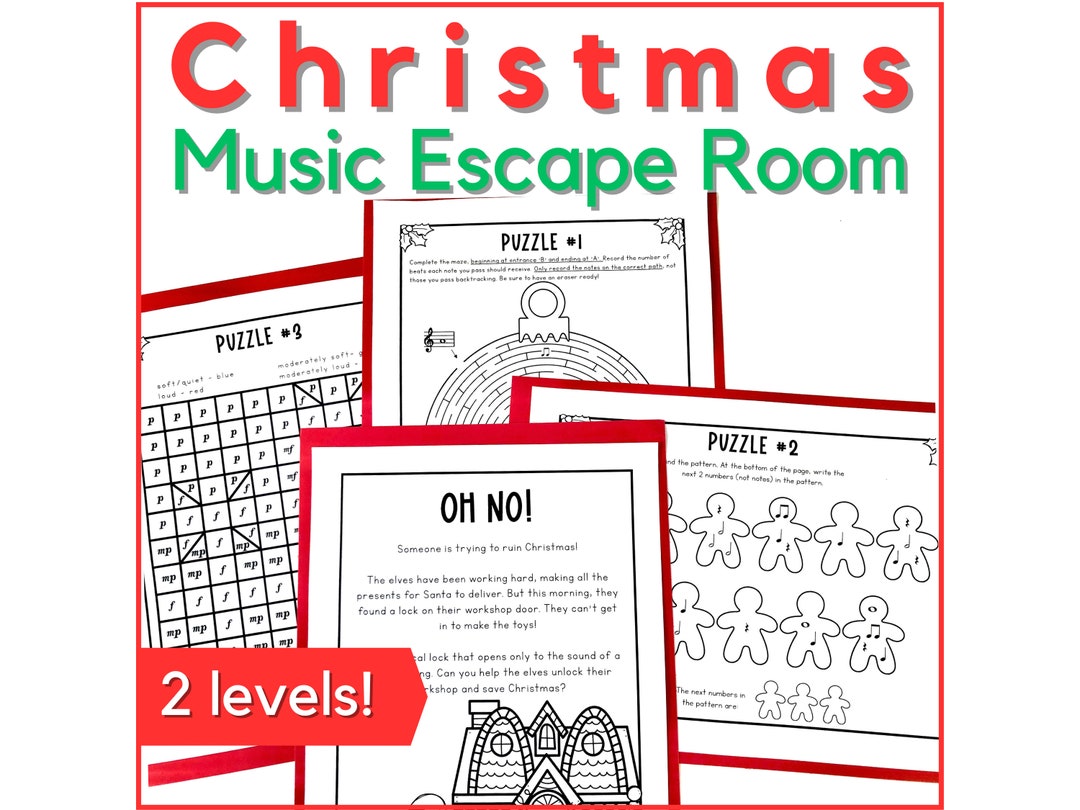 Christmas Music Escape Room - Printable Music Theory Game for Holiday ...