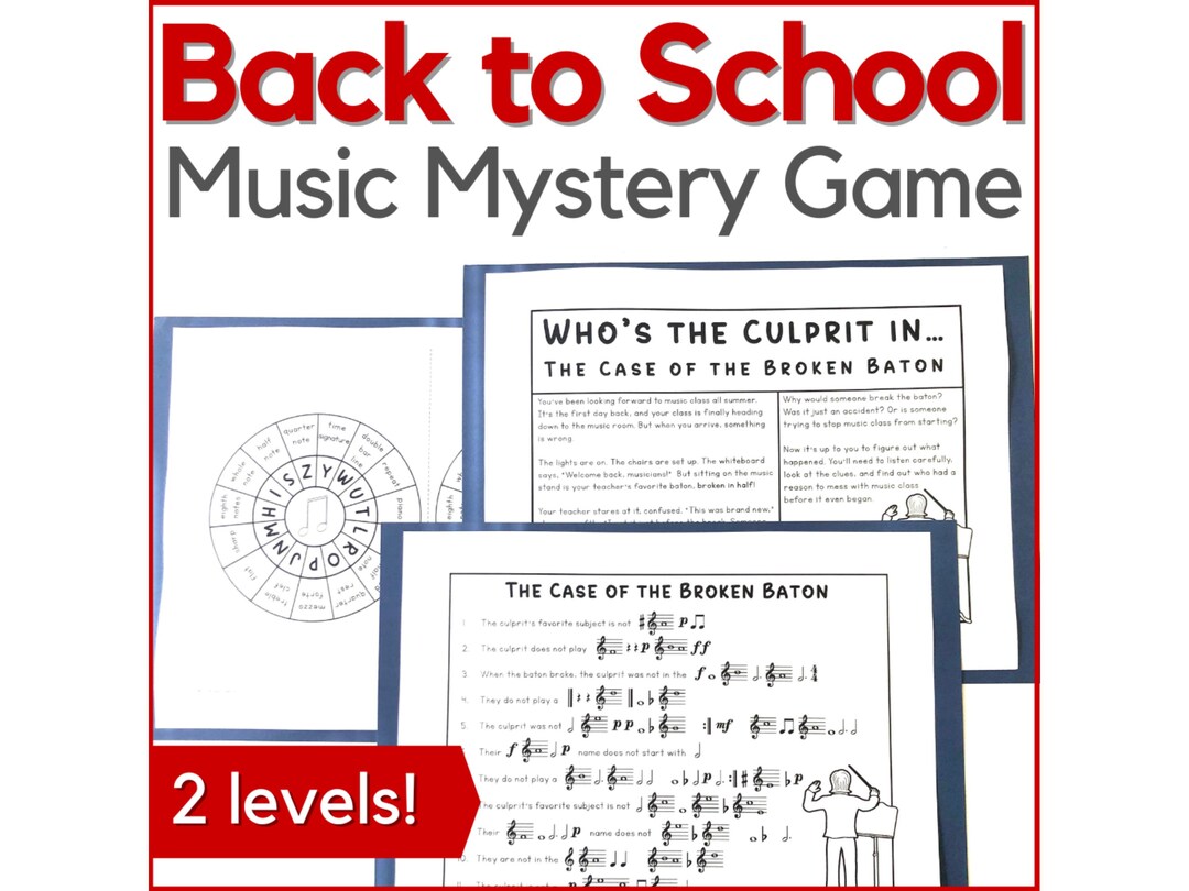 Back to School Music Mystery Game - Printable Back-to-school Music ...