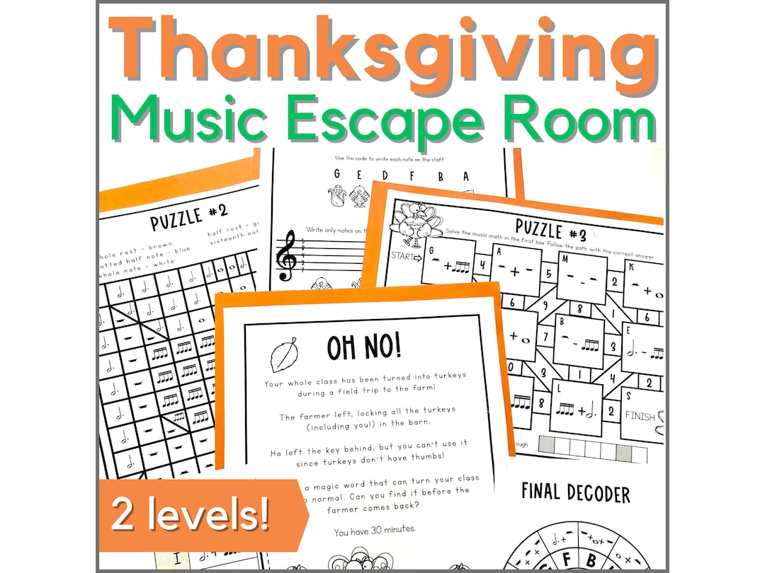 Thanksgiving Music Escape Room Game - Printable Music Activity for Fall ...