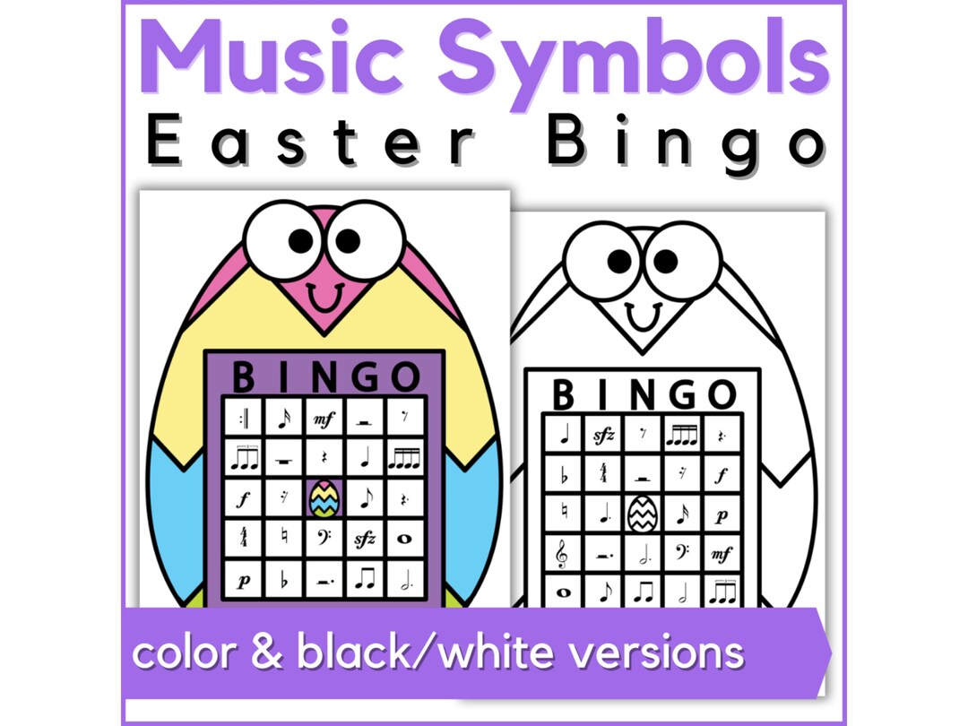 Easter Music Bingo Game - Printable Music Symbols Bingo Cards for ...