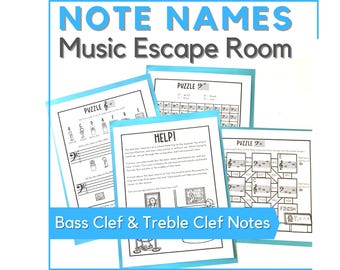 Bass & Treble Clef Note Names Music Escape Room Activity - Printable ...