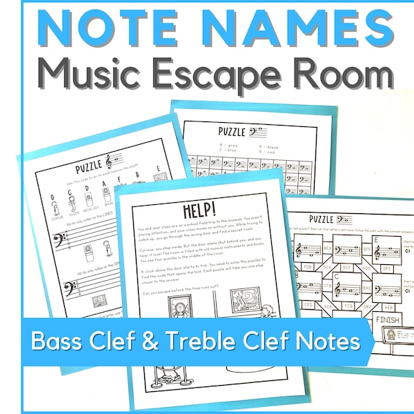 Bass & Treble Clef Note Names Music Escape Room Activity - Etsy