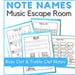 Bass & Treble Clef Note Names Music Escape Room Activity - Printable ...
