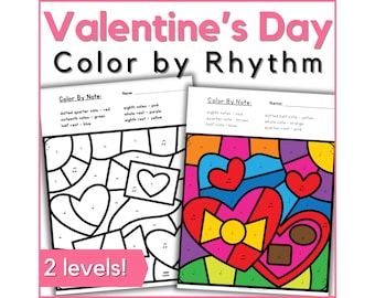 Valentine's Day Music Worksheets - Color by Rhythm Music Coloring Pages ...