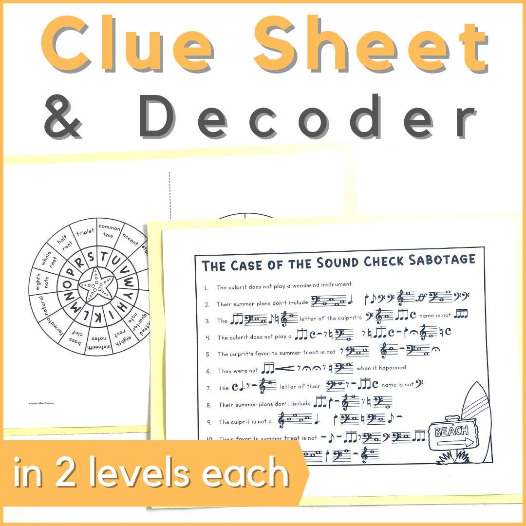 Summer Music Mystery Game - Printable Summer Music Activity for End of ...