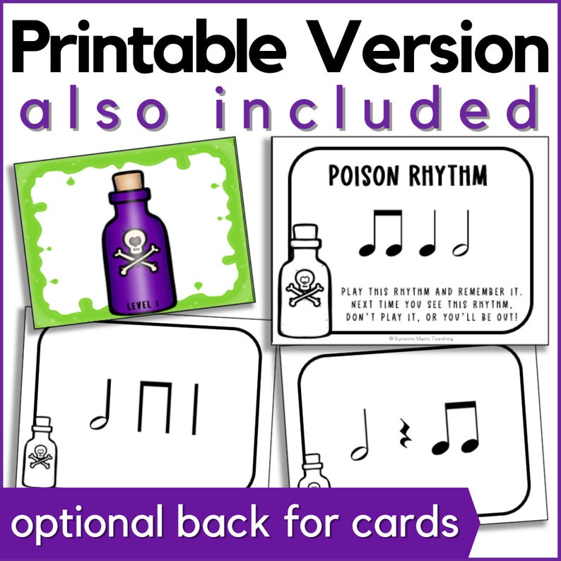 Poison Rhythm Game for Half Note, Quarter Rest, Quarter Note & Eighth ...