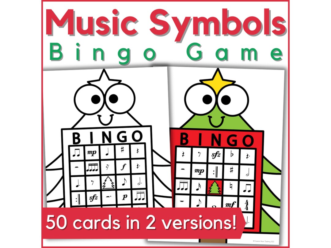 Christmas Music Bingo Game - Printable Music Symbols Bingo Cards for ...