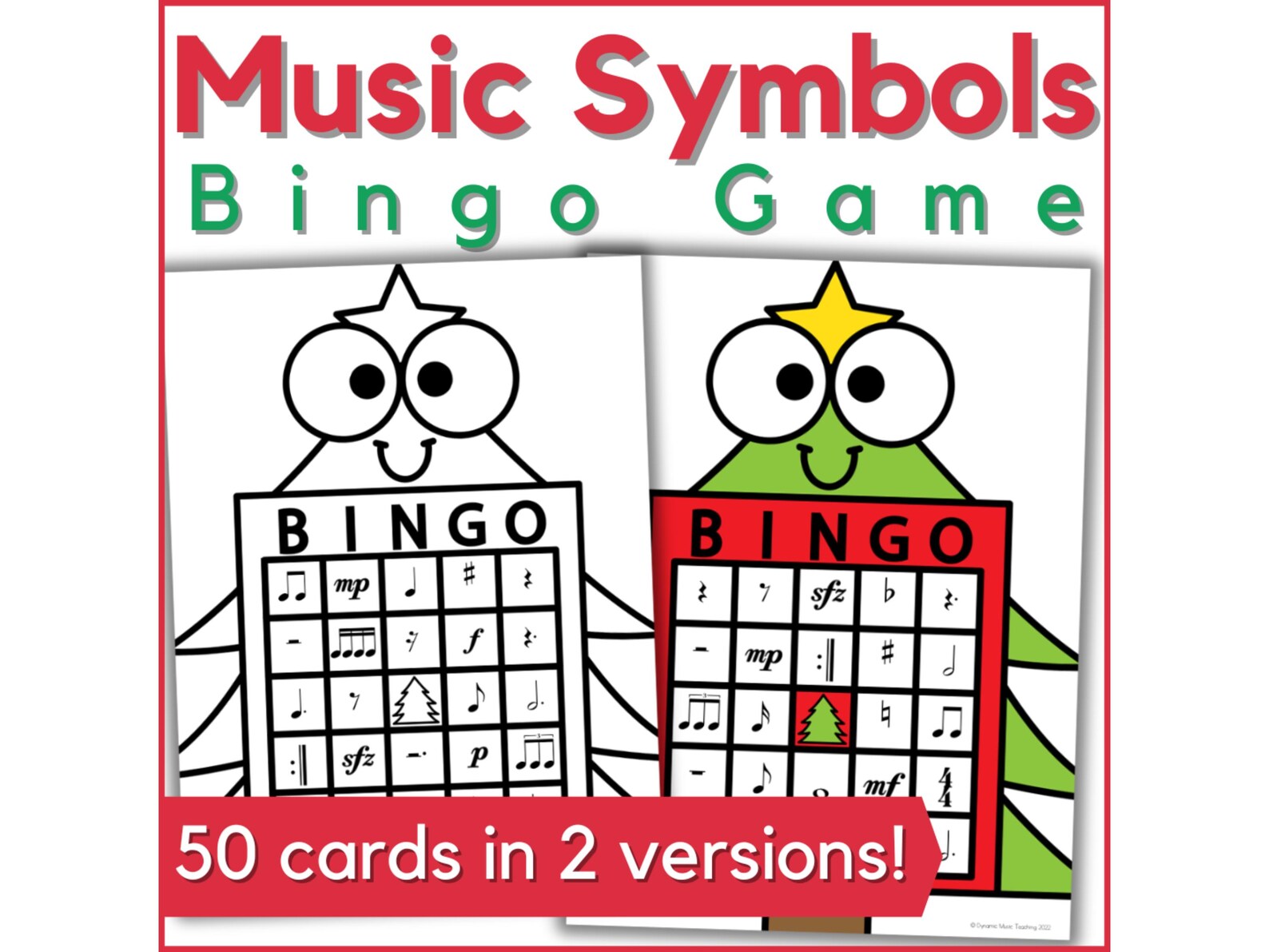 Christmas Music Bingo Game - Printable Music Symbols Bingo Cards for ...