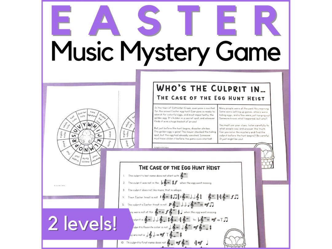 Easter Music Mystery Game - Printable Easter Music Activity for Middle ...