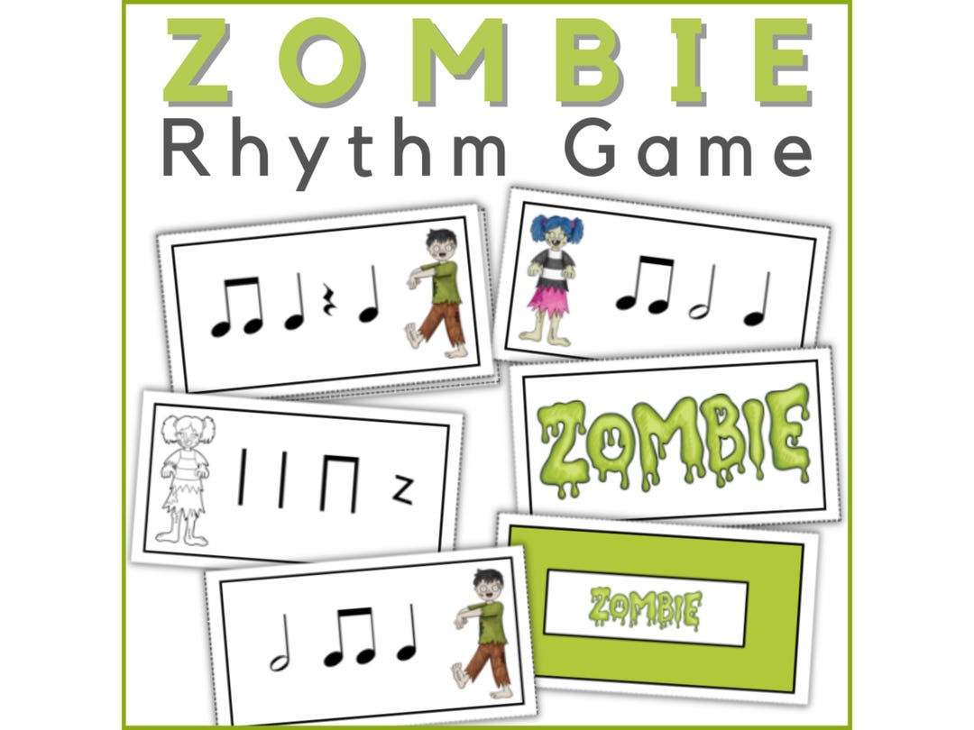 Rhythm Card Game for Half Note, Quarter Rest, Eighth Notes - Halloween ...
