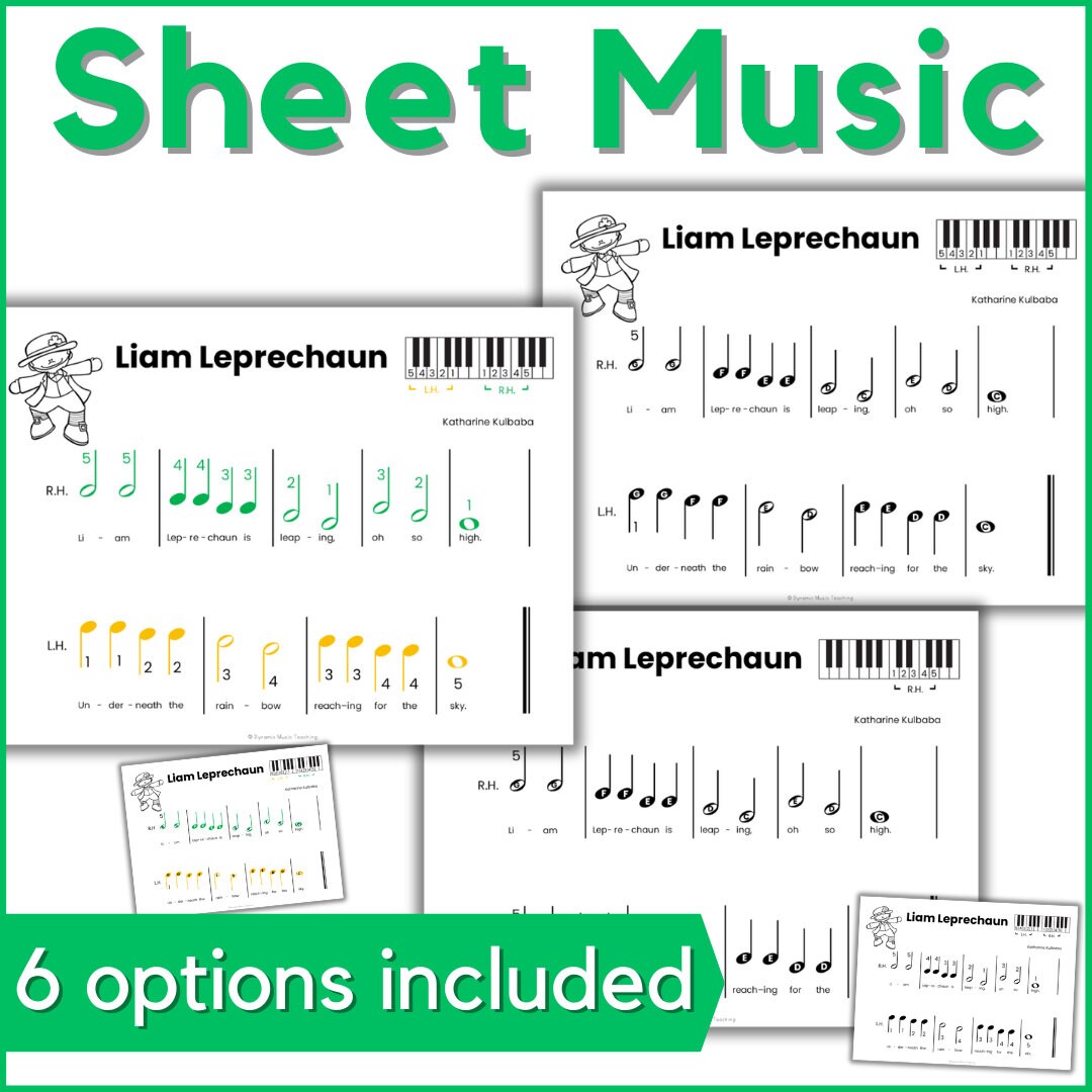 St. Patrick's Day Pre-reading Piano Lessons Printable Beginner Sheet ...