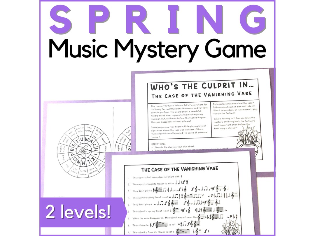 Spring Music Mystery Game - Printable Spring Music Activity for Middle ...