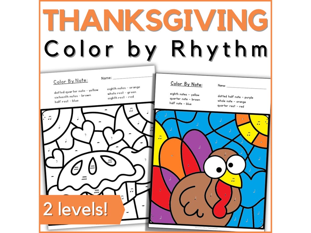 Thanksgiving Music Worksheets - Color by Rhythm Music Coloring Pages ...