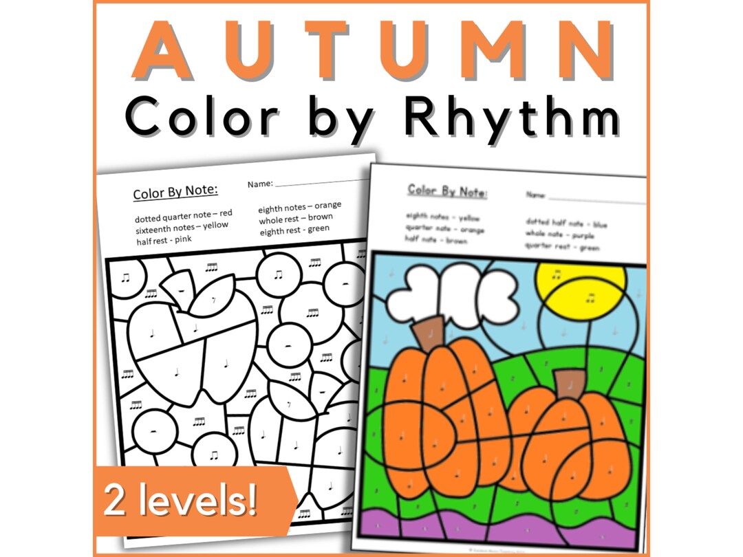 Fall Music Worksheets - Color by Rhythm Music Coloring Pages Activity ...