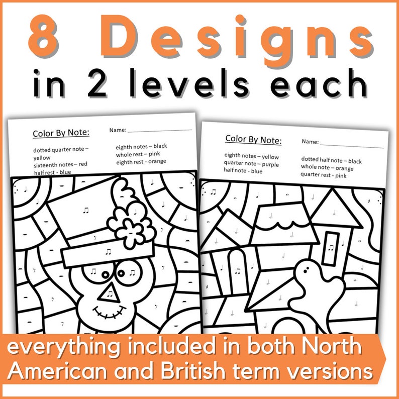 Halloween Music Worksheets - Color by Rhythm Music Coloring Pages ...