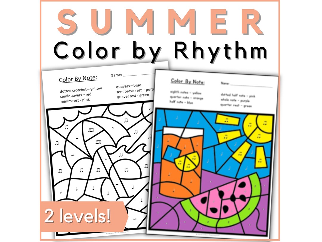 Summer Music Worksheets - Color by Rhythm Music Coloring Pages Activity ...