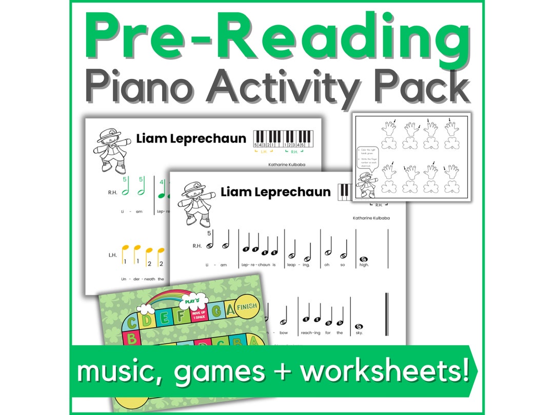 St. Patrick's Day Pre-reading Piano Lessons Printable Beginner Sheet ...