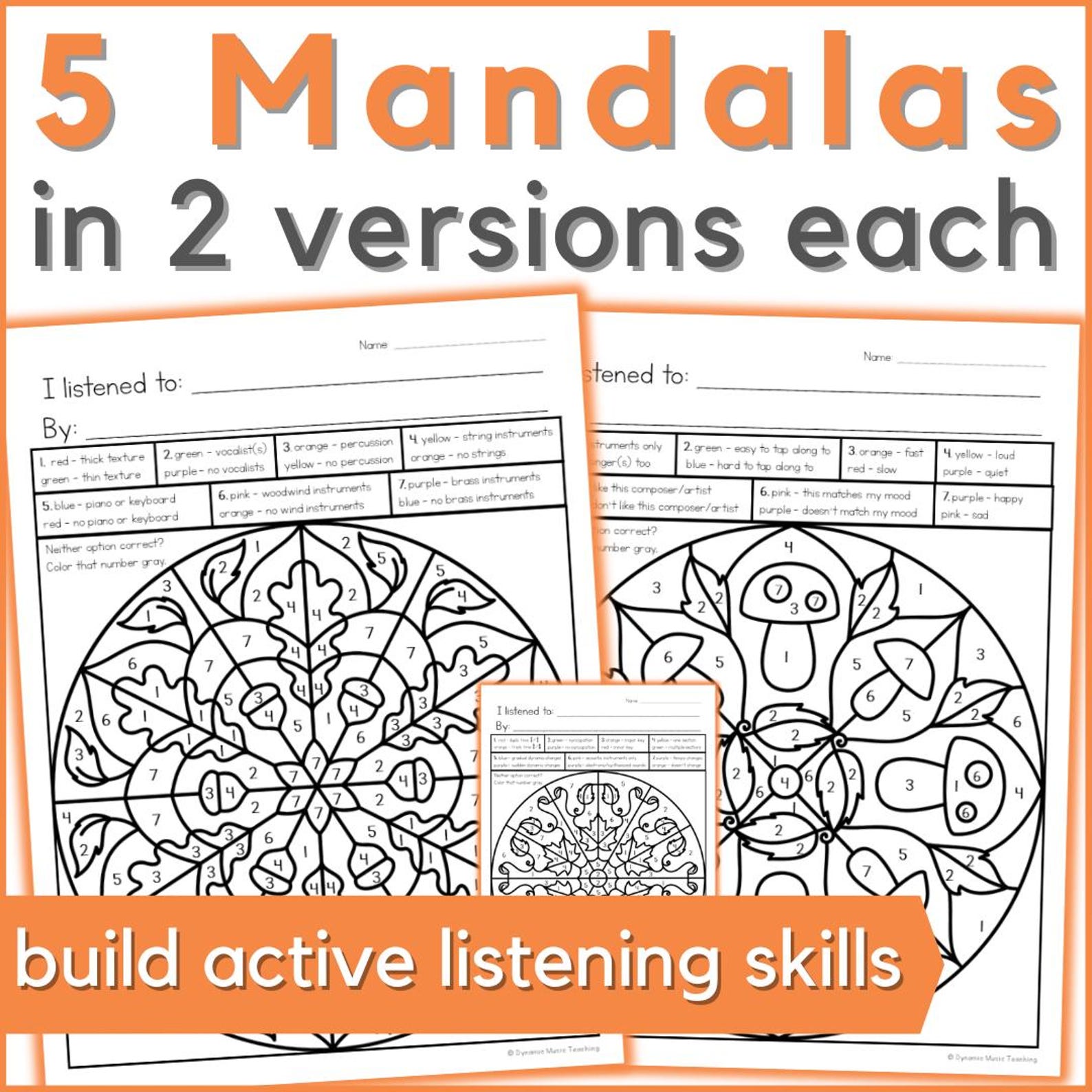 Fall Color by Music Listening Glyphs Worksheets - Music Appreciation ...