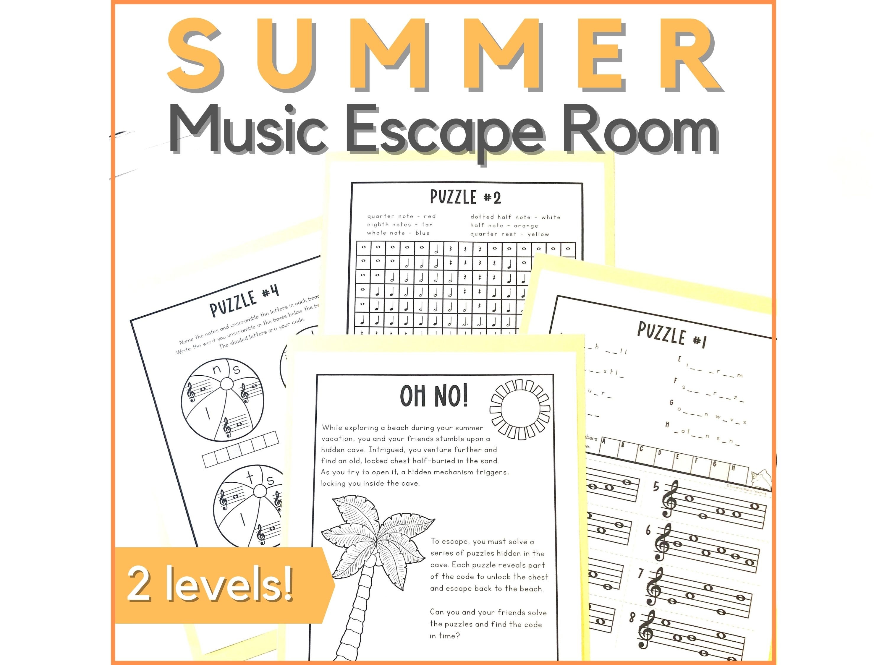 Summer Music Escape Room Game - Printable Activity for End of the Year ...