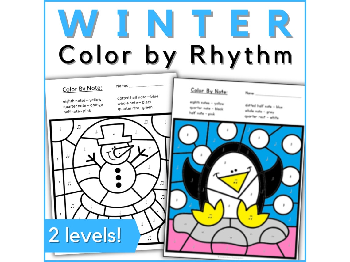 Winter Music Worksheets - Color by Rhythm Music Coloring Pages Activity ...