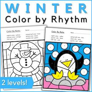 Winter Music Worksheets - Color by Rhythm Music Coloring Pages Activity ...