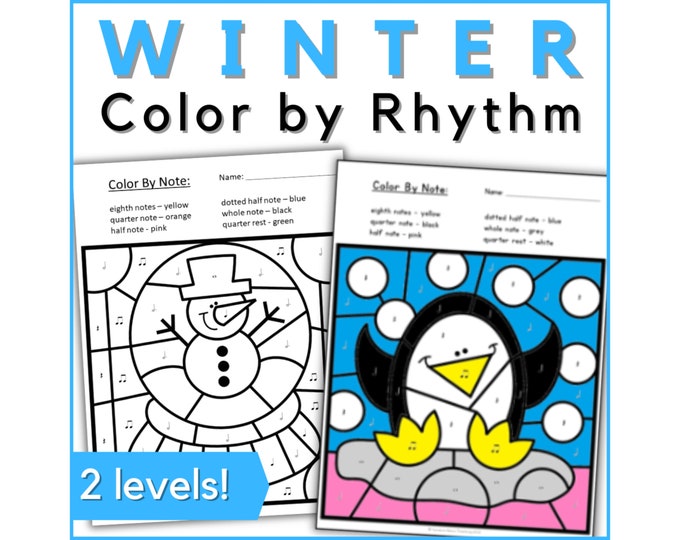 Winter Music Worksheets - Color by Rhythm Music Coloring Pages Activity ...