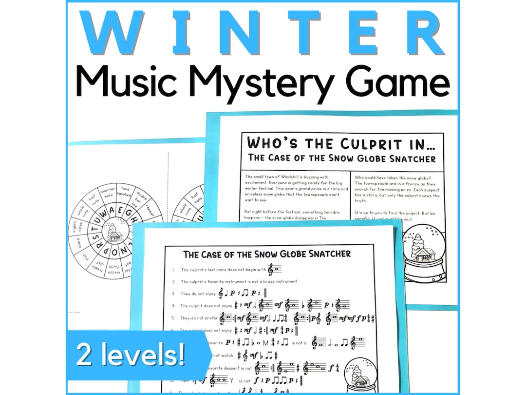 Winter Music Mystery Activity - Printable Winter Music Game for Middle ...
