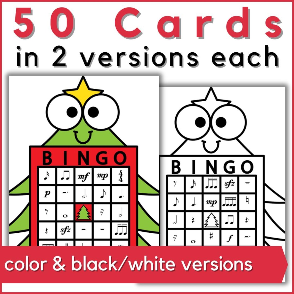 Christmas Music Bingo Game - Printable Music Symbols Bingo Cards for ...