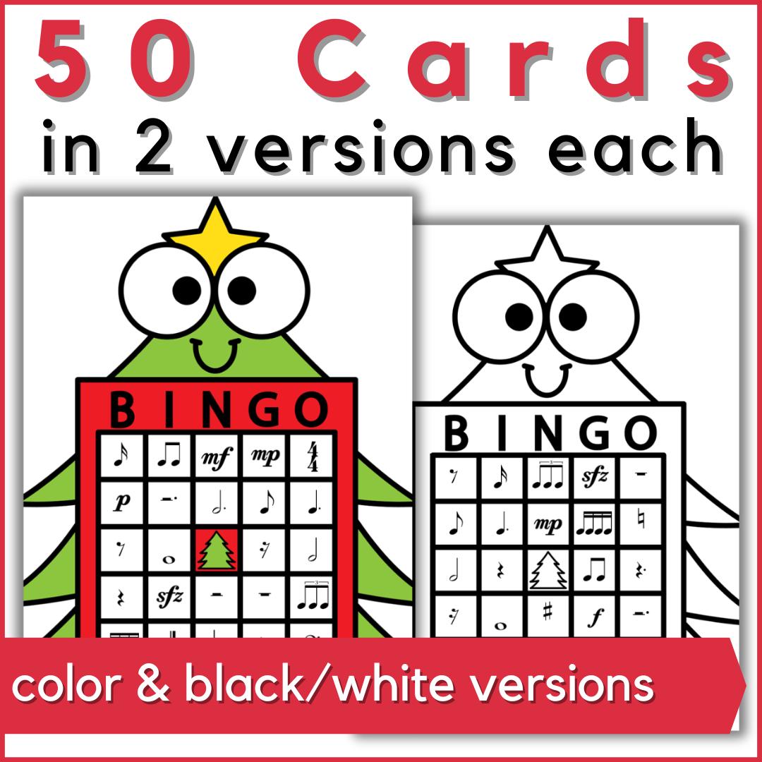 Christmas Music Bingo Game - Printable Music Symbols Bingo Cards for ...