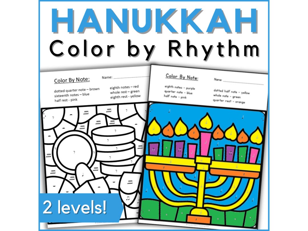Hanukkah Music Worksheets - Color by Rhythm Music Coloring Pages ...