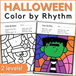 Halloween Music Worksheets - Color by Rhythm Music Coloring Pages ...