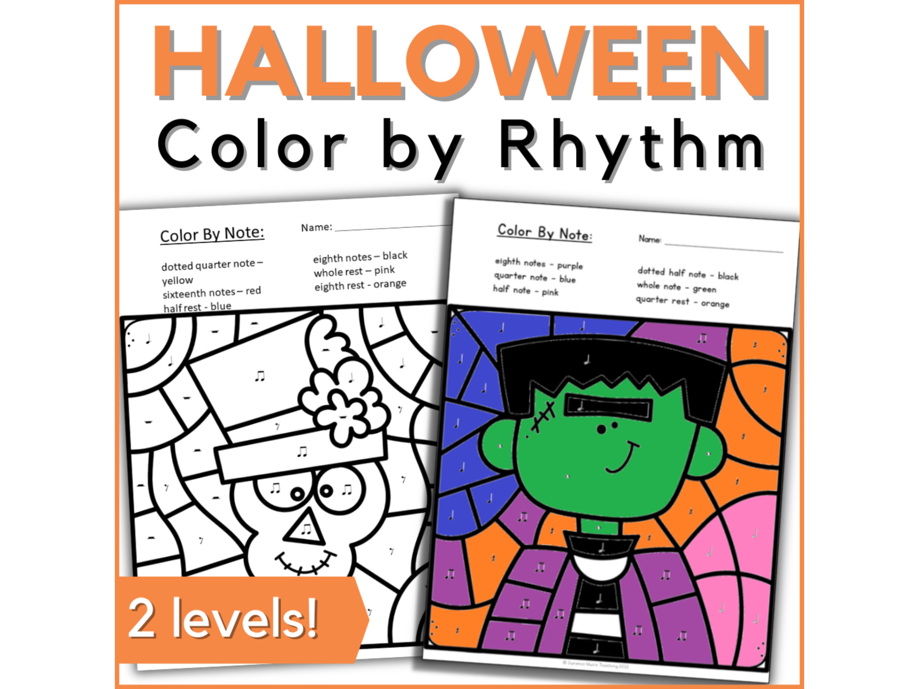 Halloween Music Worksheets - Color by Rhythm Music Coloring Pages ...