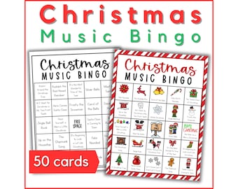 Christmas Music Bingo Game Cards - a Printable Holiday Song Game in ...