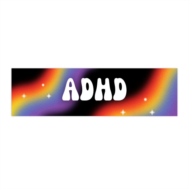 Rainbow ADHD Aesthetic Funny Bumper Sticker - Etsy