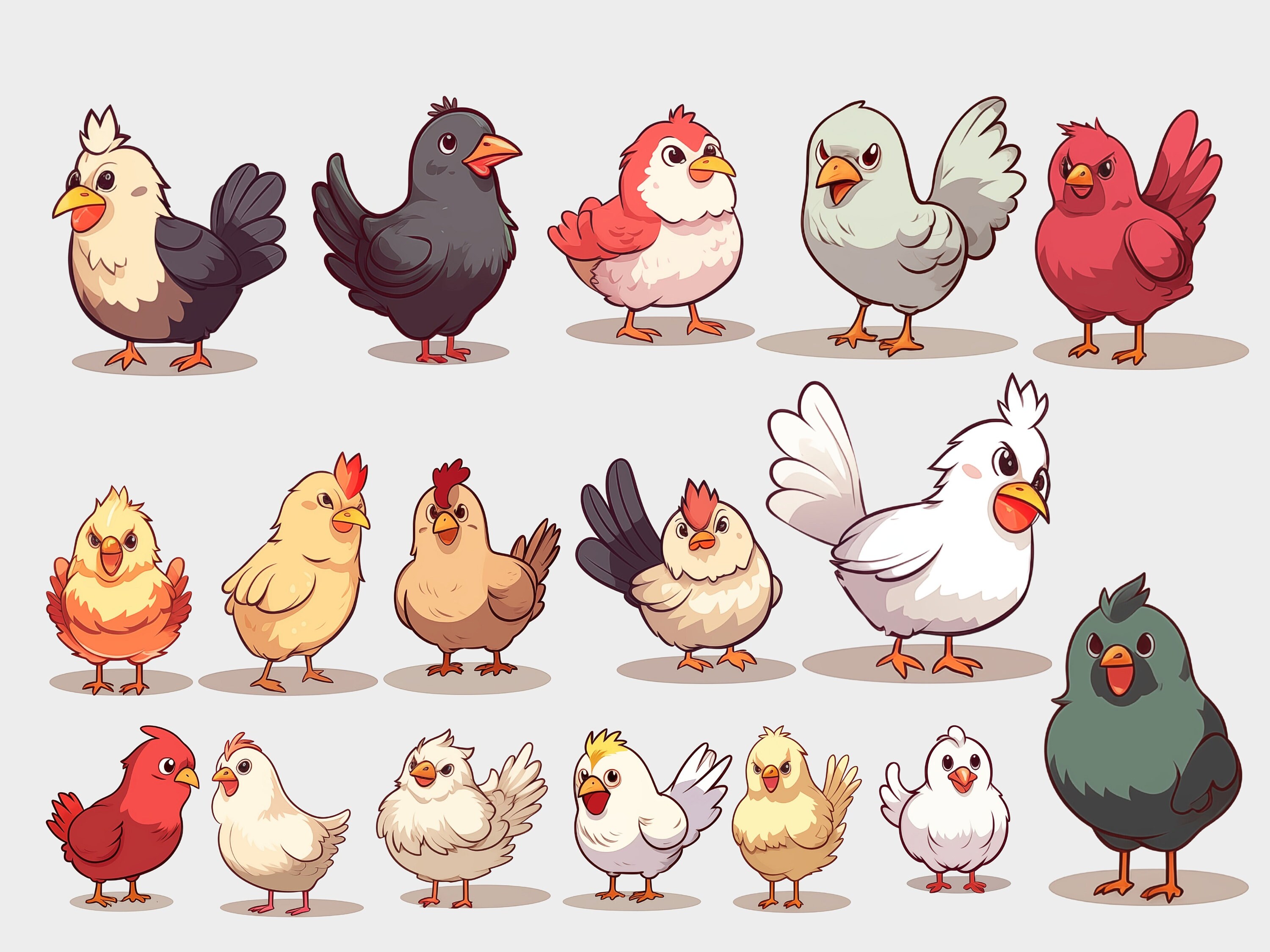 Japanese Anime Chicken Clipart Pack | 42 Transparent Pngs | Fun ...
