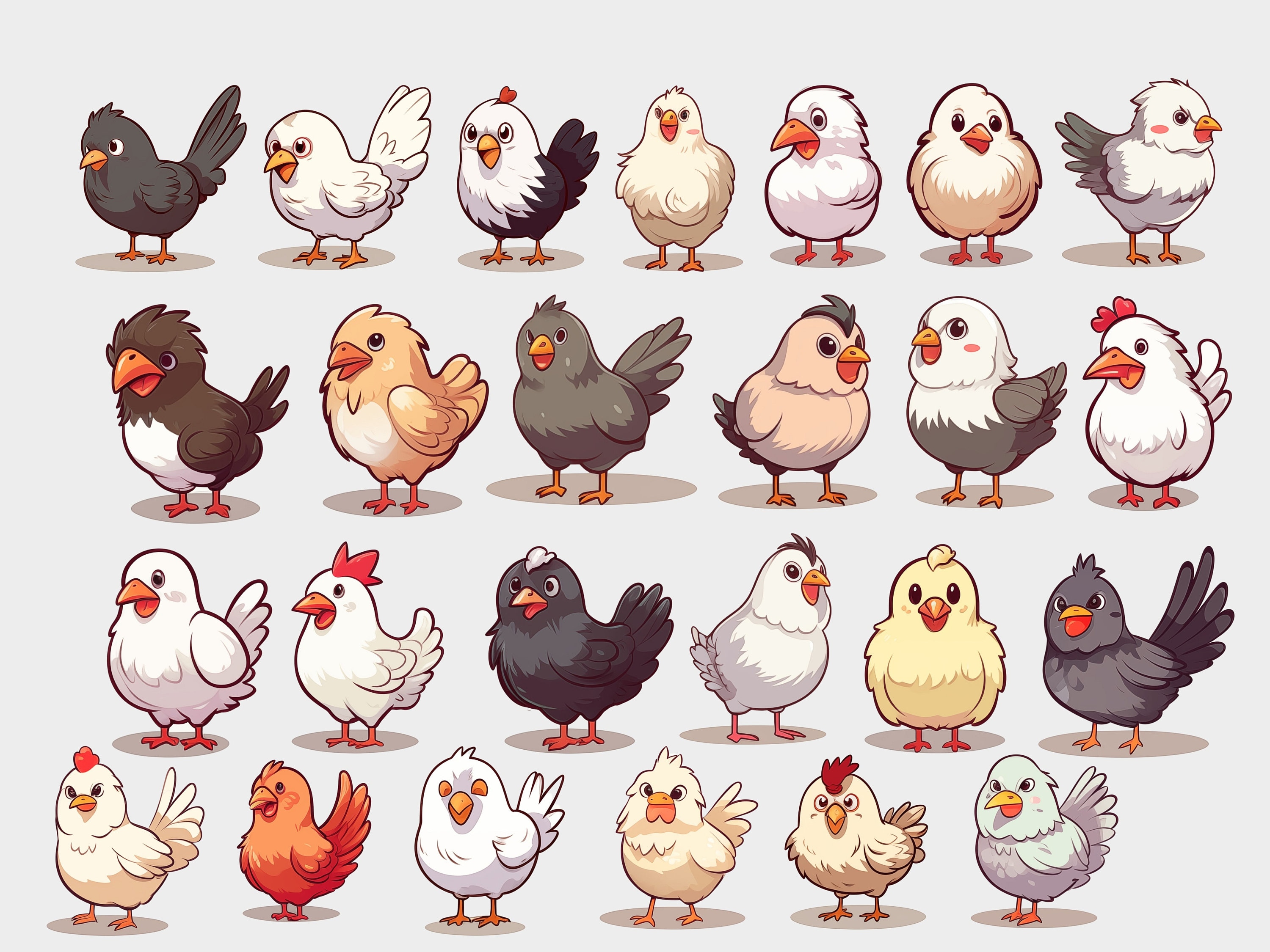 Japanese Anime Chicken Clipart Pack | 42 Transparent Pngs | Fun ...