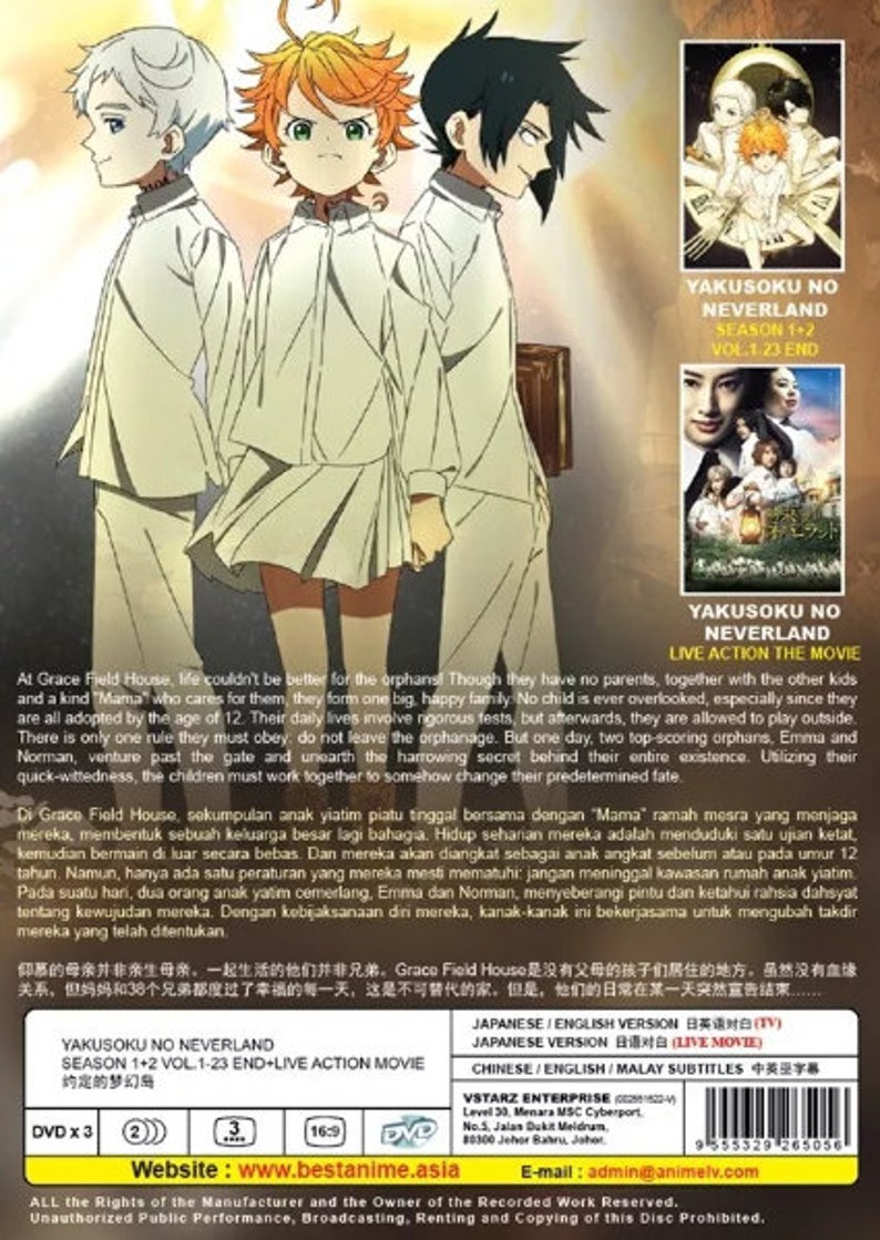 DVD Anime Yakusoku No Neverland Season 1+2 (1-23 End) +live Action ...