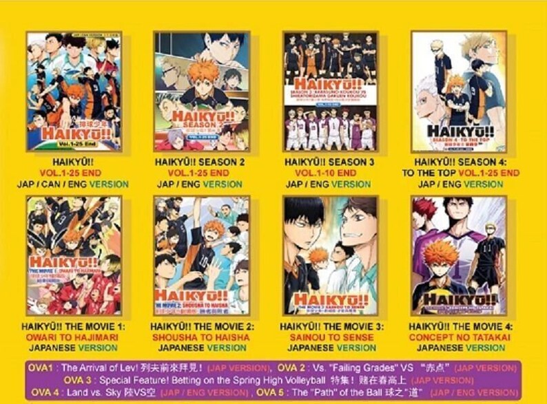 Haikyuu!! Haikyu!! Complete Season 1-4 (4 Movies & 5 OVA) Boxset Anime ...