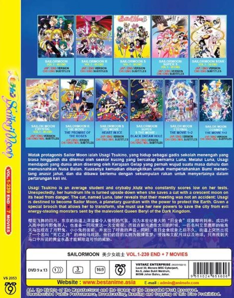 New Sailormoon Complete Set Season 1-6 Vol.1-239 End + 5 Movie ANIME ...